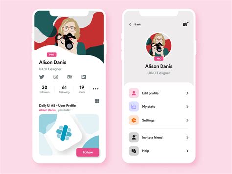 Daily Ui 6 User Profile 368 Ideas🎂 App Design Profile Card Ui Profile App