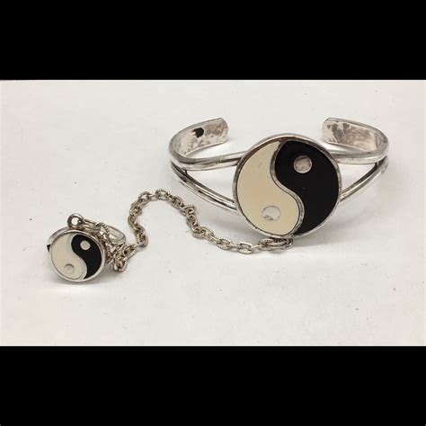 Vintage Yin Yang ~g And S~slave Bracelet~set~cuff~ring~ Gem