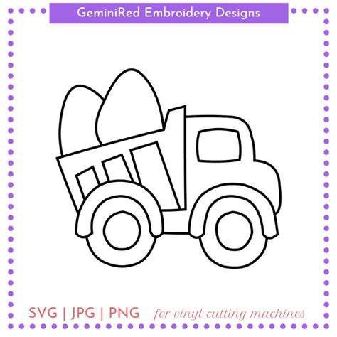 Cut File Egg Dump Truck Outline Geminired Embroidery Designs