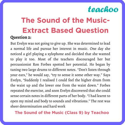 [beehive Class 9] The Sound Of Music Extra Based Question English