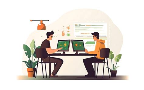 Premium Photo Team Writes Code Programming For App Or Website Flat Design