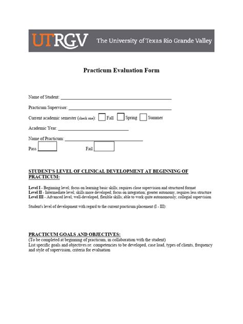 Practicum Evaluation Form 121021 Pdf Goal Evaluation