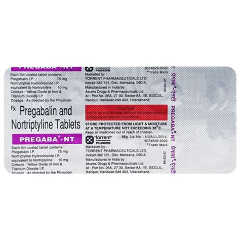 Pregaba Nt 75 Mg 10 Mg Tablet Uses Price Substitute Side Effects