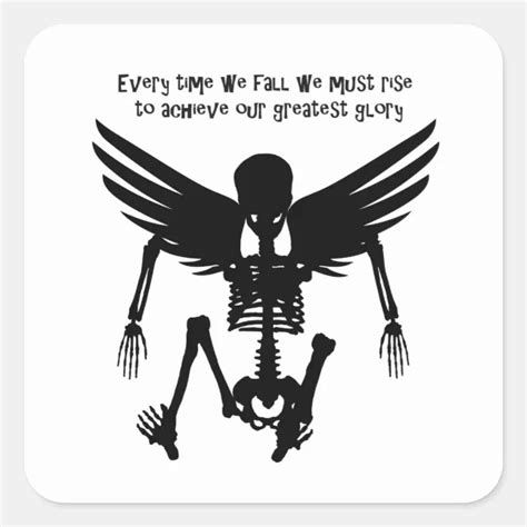 Fallen Angel Skeleton Quotes Wise Words Art Square Sticker Zazzle