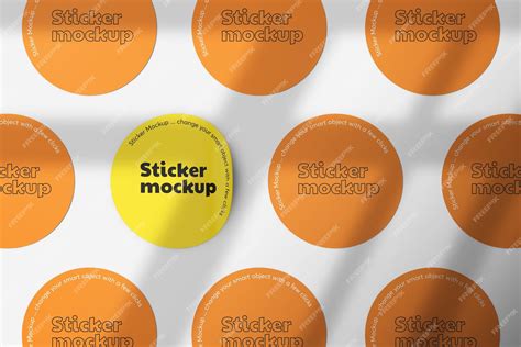 Premium Psd Sticker Rounded Mockup