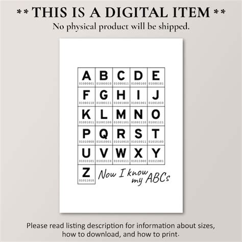Binary Chart For Letters