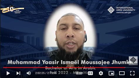 Valedictorians Speech By Muhammad Yaasir Ismaël Moussajee Jhumka At 10th Iou Convocation 2024