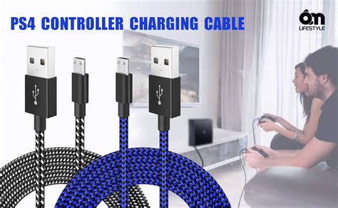 Ps4 Controller Charger Charging Cable 10ft 2 Pack Nylon