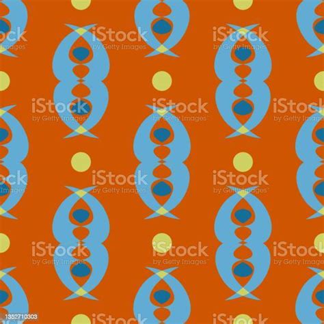 생생한 주황색 및 파란색 벡터 기하학적 모양 반복 패턴 타일 0명에 대한 스톡 벡터 아트 및 기타 이미지 0명 기하 기하