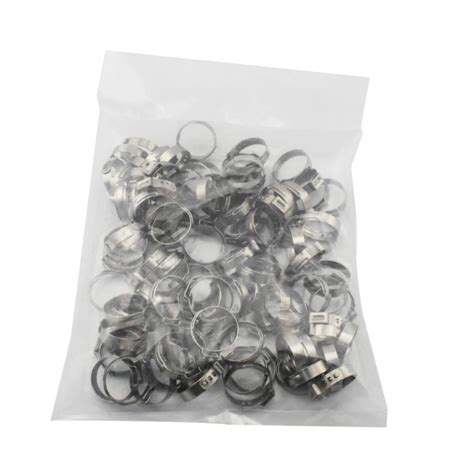 Crimp Stepless Single Ear Stainless Steel Hose Clamp 16 6 19 8mm 100pcs