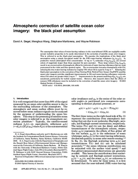 Pdf Atmospheric Correction Of Satellite Ocean Color Imagery The
