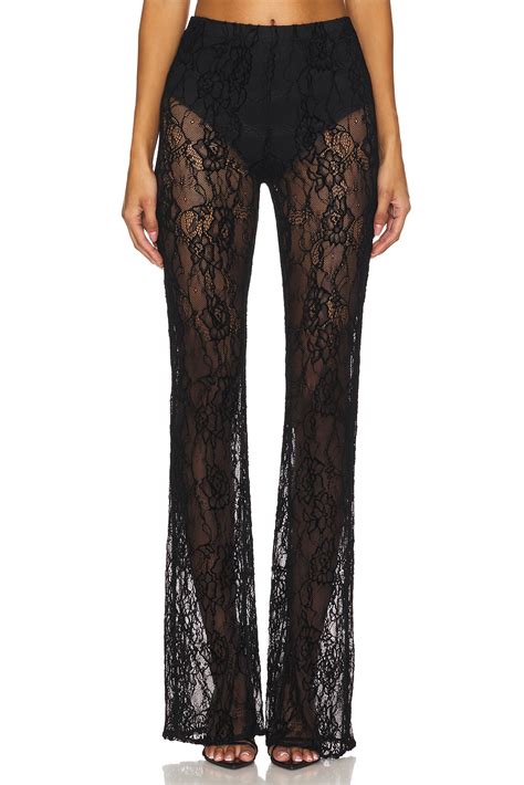 Good American Lace Flare Pant In Black001 Revolve