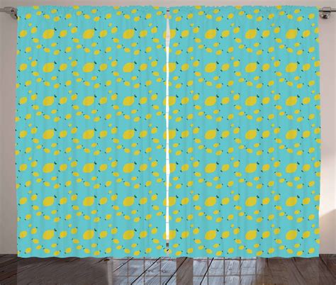 Lemons Curtains 2 Panels Set Minimalistic Design Of Multisize Tiny