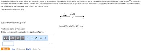 Solved The Equation Relating The Voltage Phasor And The
