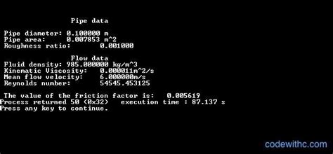 friction factor calculate code with c