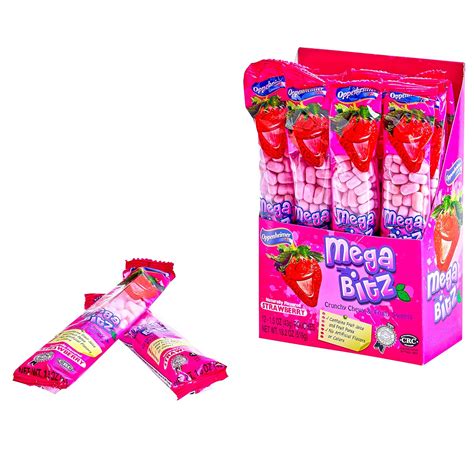 Mega Bitz Fruit Nuggets Valentines Candy 12 Pack Naturally Flavored Strawberry