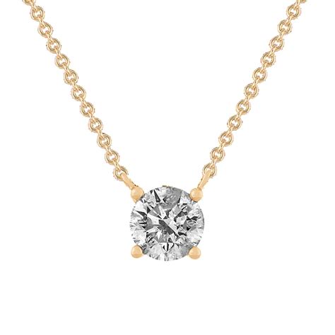 Natural Diamond Solitaire Pendant In 14k Yellow Gold 18 In Shane Co