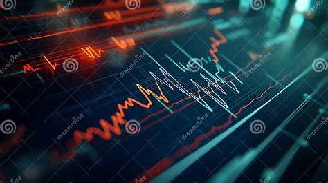 Detailed Perspective Of Ecg Monitor Graph Lines In Healthcare Stock