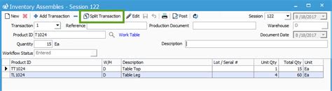 Splitting An Assembly Transaction