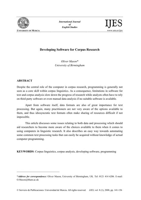 Pdf Developing Software For Corpus Research