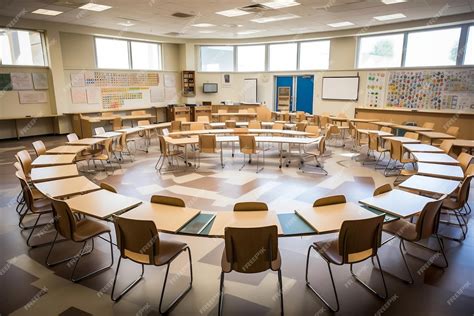 Premium Ai Image Circle Of Learning Classroom With Students Desks