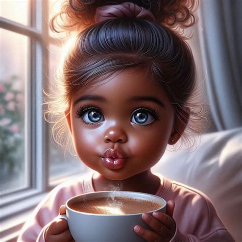A Girl With A Cup Of Coffee And The Words Dont Drink Premium Ai