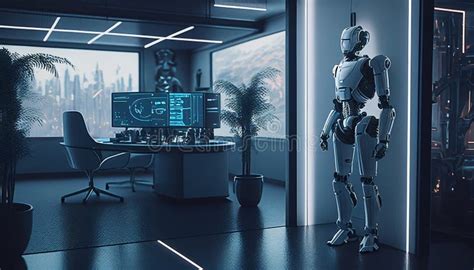 Robot Data Flow Concept Networking Technology Concept Stock