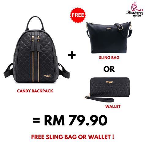 Candy Backpack Quilted Bv Black Strawberry Queen