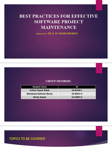 Best Practices For Effective Software Project Maintenance Pdf