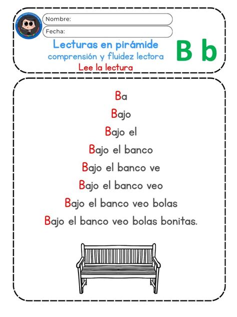 Fichas De Lectura En Pirámide Letra B Imagenes Educativas