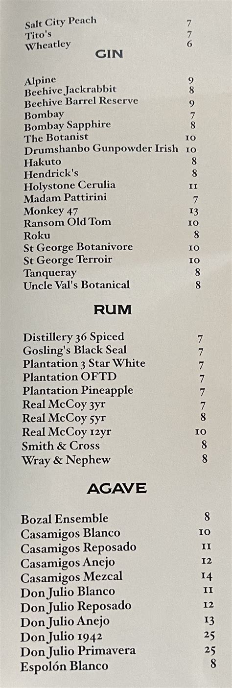 Franklin Ave Cocktail And Kitchen Menu Slc Menu