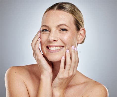 Woman Hands And Face Portrait For Happy Skincare Beauty Wellness Or