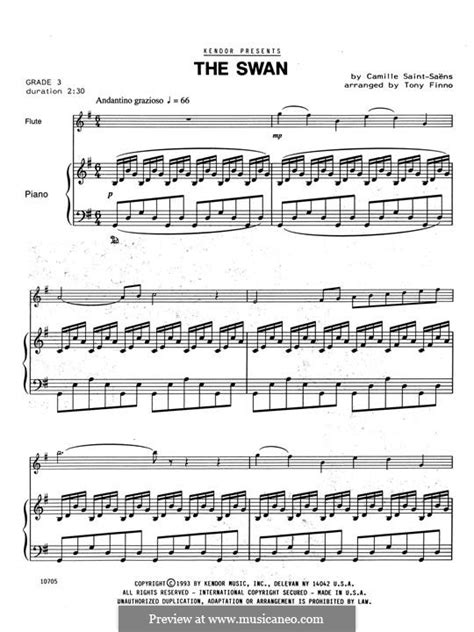 The Swan Printable Scores Le Carnaval Des Animaux The Carnival Of