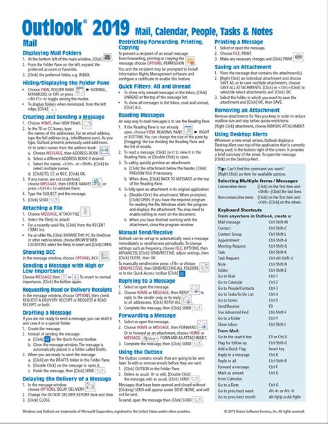 Outlook 2019 Quick Reference Guide At Benjamin Schaffer Blog