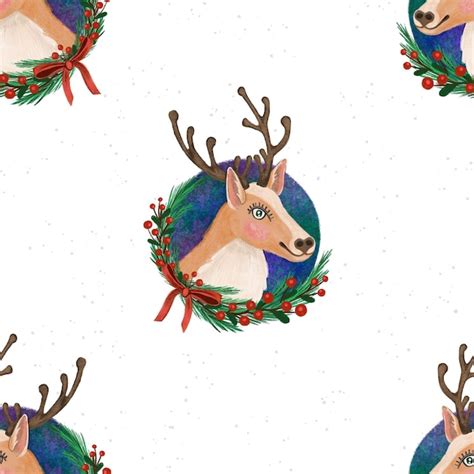 Premium Photo Cute Christmas Deer Pattern On A White Background For