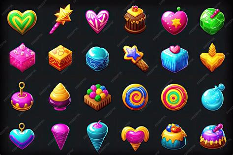 Premium Ai Image Colorful Candy Land Sprite Sheet For Slot Game Design