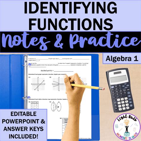 Identifying Functions Guided Notes And Worksheet Editable Light