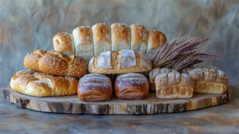Three Loaves Of Bread On Cutting Board Stock Image Image Of Lunch