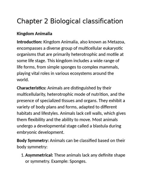 Kindom Animalia Pdf Biodiversity Conservation Biology