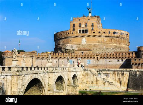 Castel Sant Angelo With The Bridge Pont Sant Angelo Across The River