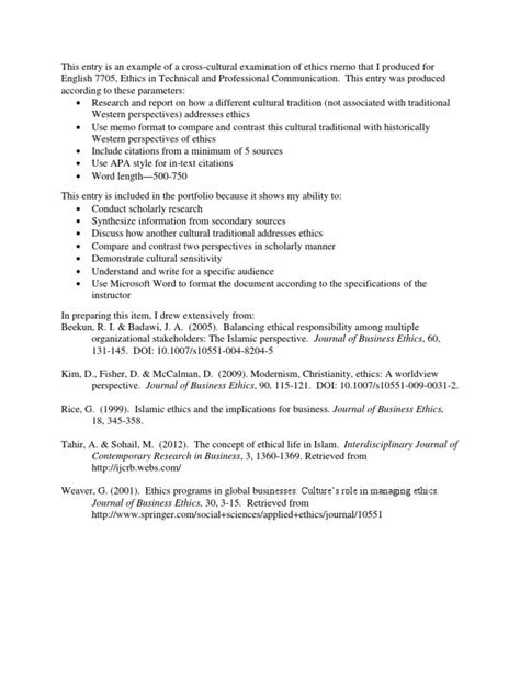 Cross Cultural Ethics Islamic Vs Western Pdf Business Ethics