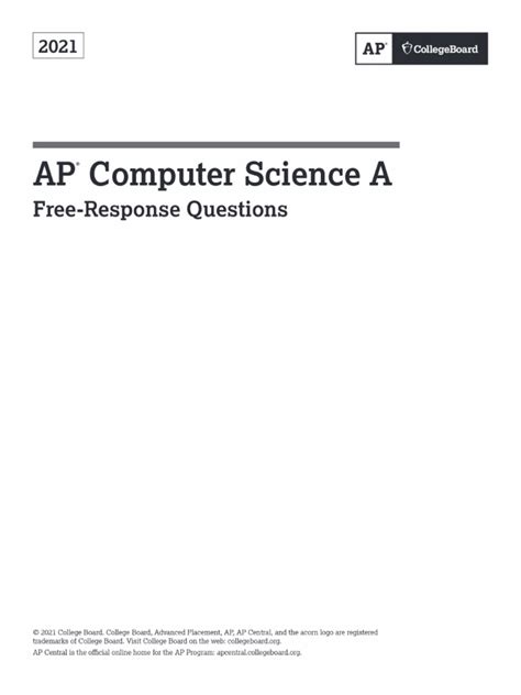 Ap Computer Science A 2021 Frq Pdf