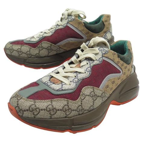 Gucci Shoes Rython Sneakers Monogram Canvas 40 Item 41 Fr Leather Box Multiple Colors Ref