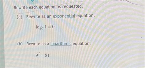 Solved Rewrite Each Equation As Requested A Rewrite As An