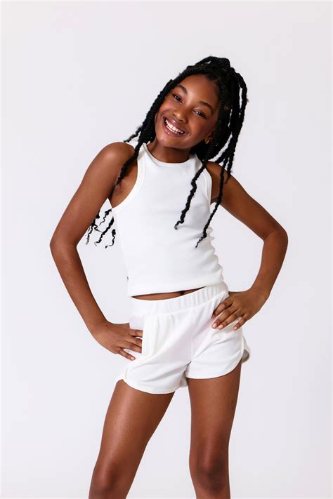 Girls Rib Shorts In White