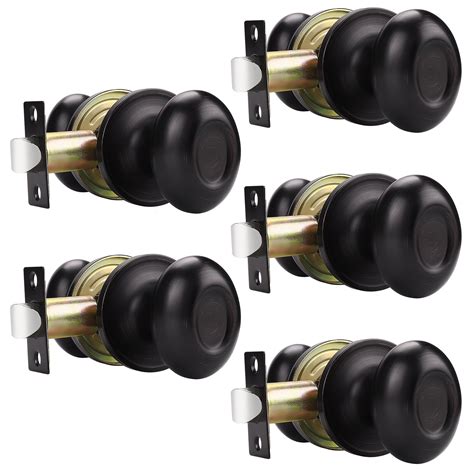 Knobelite 5 Pack Oil Rubbed Bronze Door Knobs Egg Style Oval Shaped Passage Door Knob Keyless