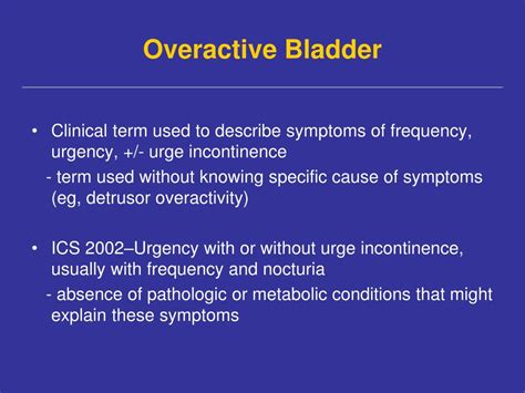 Ppt Practical Approaches To The Management Of Overactive Bladder