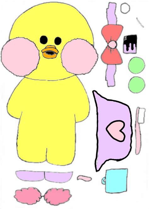 Papper Duck Coloring Cute Little Drawings Paper Dolls Clothing