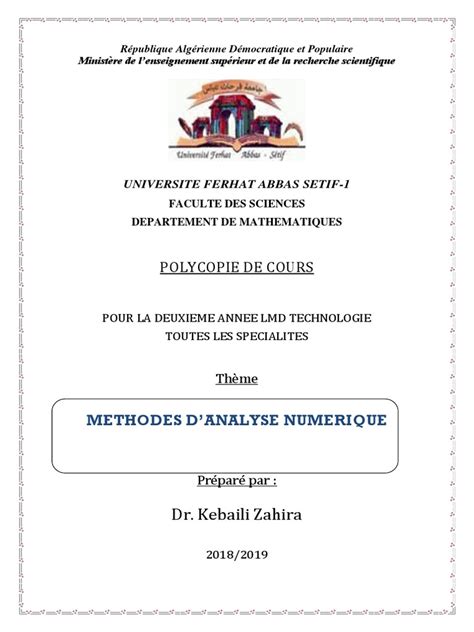 Methode Analyse Numerique Pdf