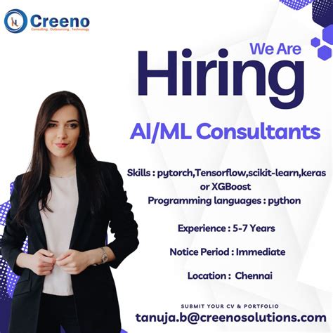 Ai Machinelearning Consultant Chennaijobs Hiring Techcareers Python Pytorch Tensorflow